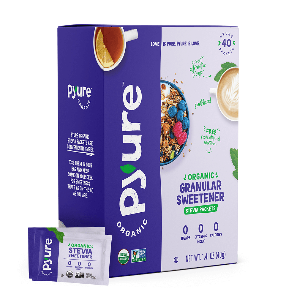 Organic Stevia Leaf Extract Sweetener Packets | Pyure Organic